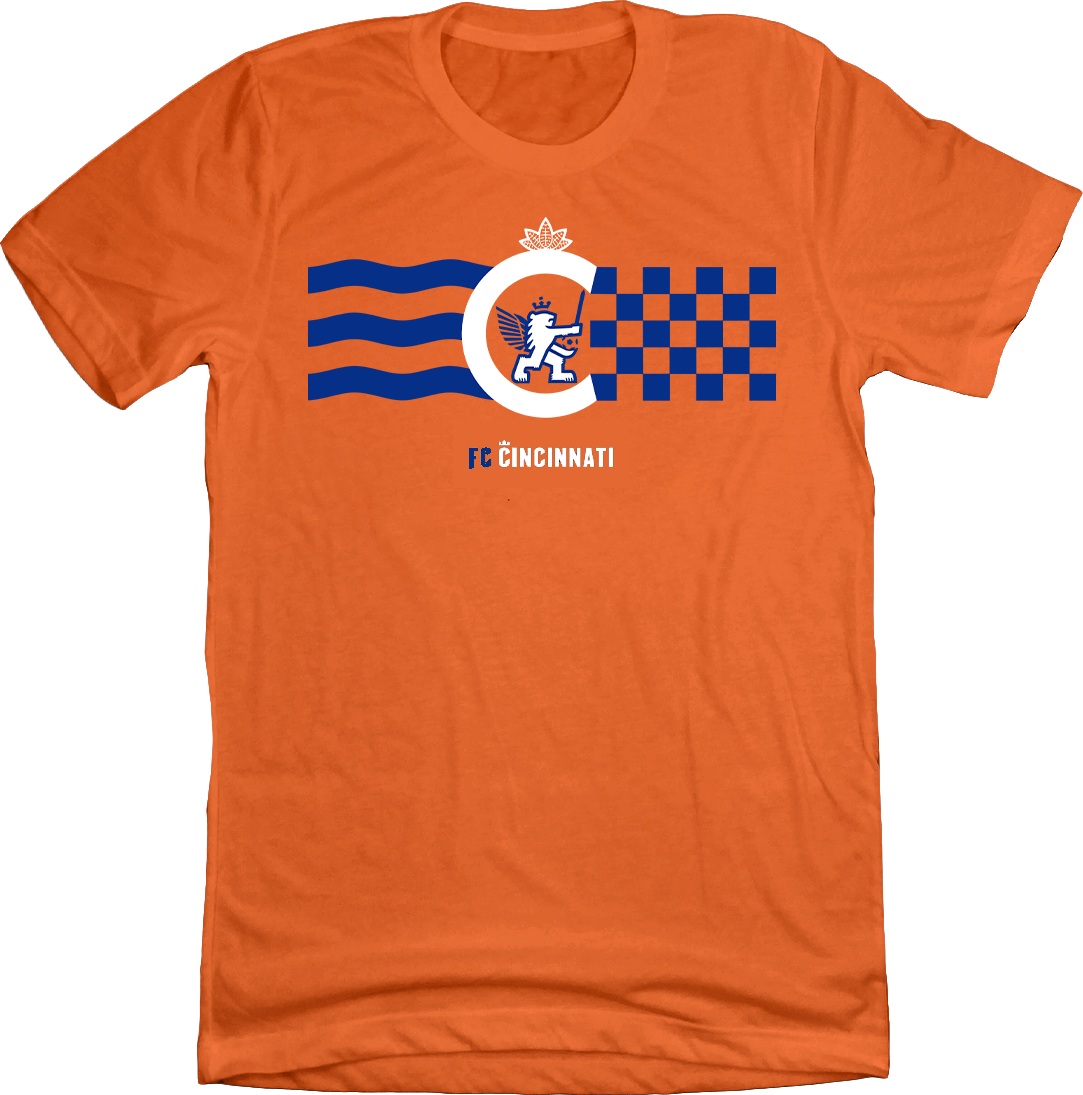FC Cincinnati Retro Knifey Lion Flag Tee | FCC Cincy Shirts | Cincy Shirts MLS Gear