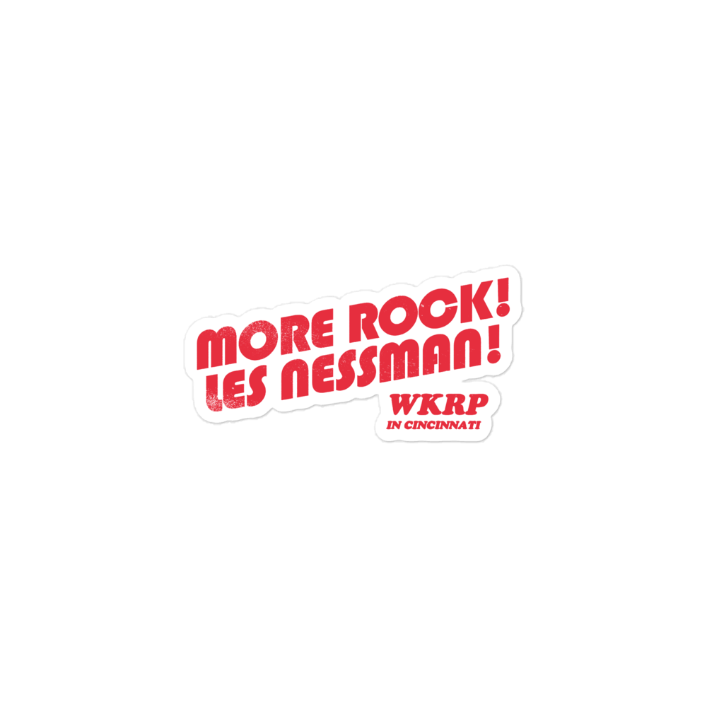 More Rock! Les Nessman! Sticker | WKRP in Cincinnati | Cincy Shirts