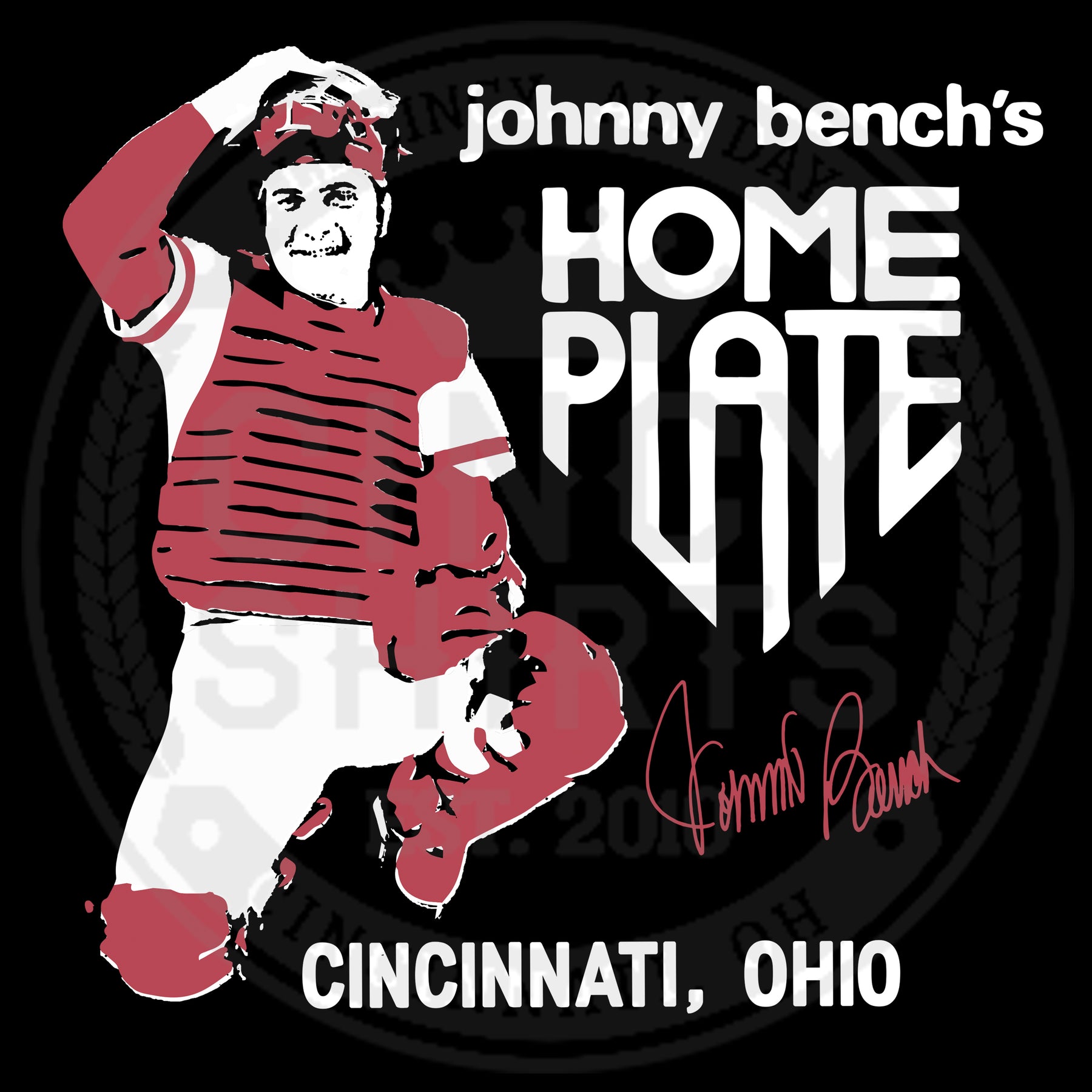 Johnny Bench, Home Plate | Cincinnati Baseball Apparel | Cincy Shirts